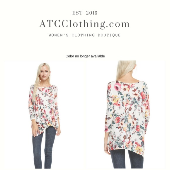 P.S. Kate | Tops | A Ps Kate Long Sleeve Ivory Blush Floral Knot | Poshmark